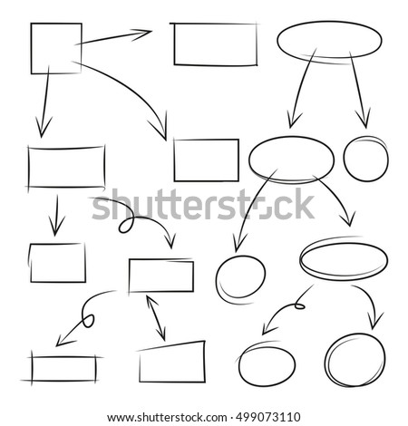 Hand Drawn Arrows Circle Rectangle Flowchart Stock Vector (Royalty Free ...