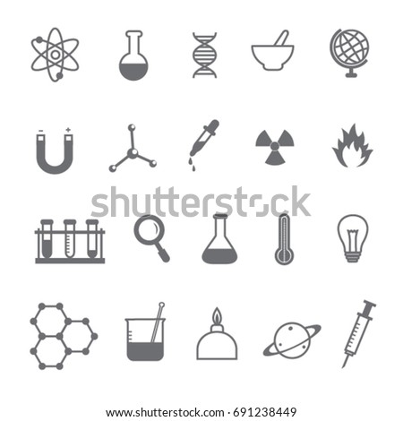 Basic Science Flat Icons Stock Vector 691238449 - Shutterstock