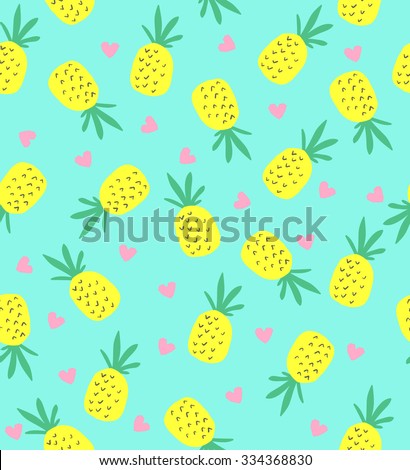 Seamless Pineapple Pattern Cute Pineapple Pattern Vectores En Stock ...