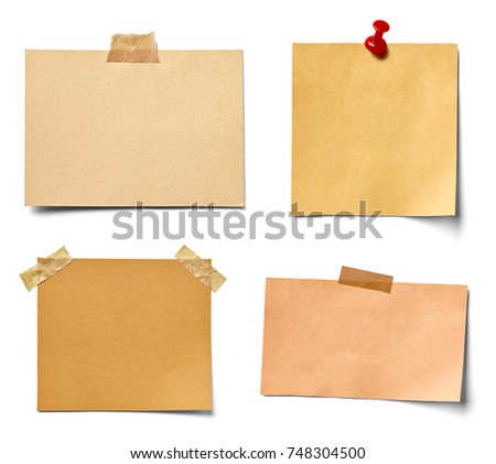 Collection Various Vintage Note Paper On Stock Photo (royalty Free 