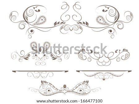 Ornate Scroll Decorative Design Elements Vintage Stock Vector 462940834 ...