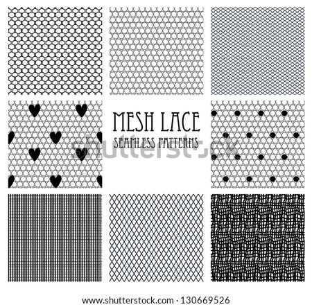 8 Seamless Mesh Lace Patterns Stock Vector 130669526 - Shutterstock